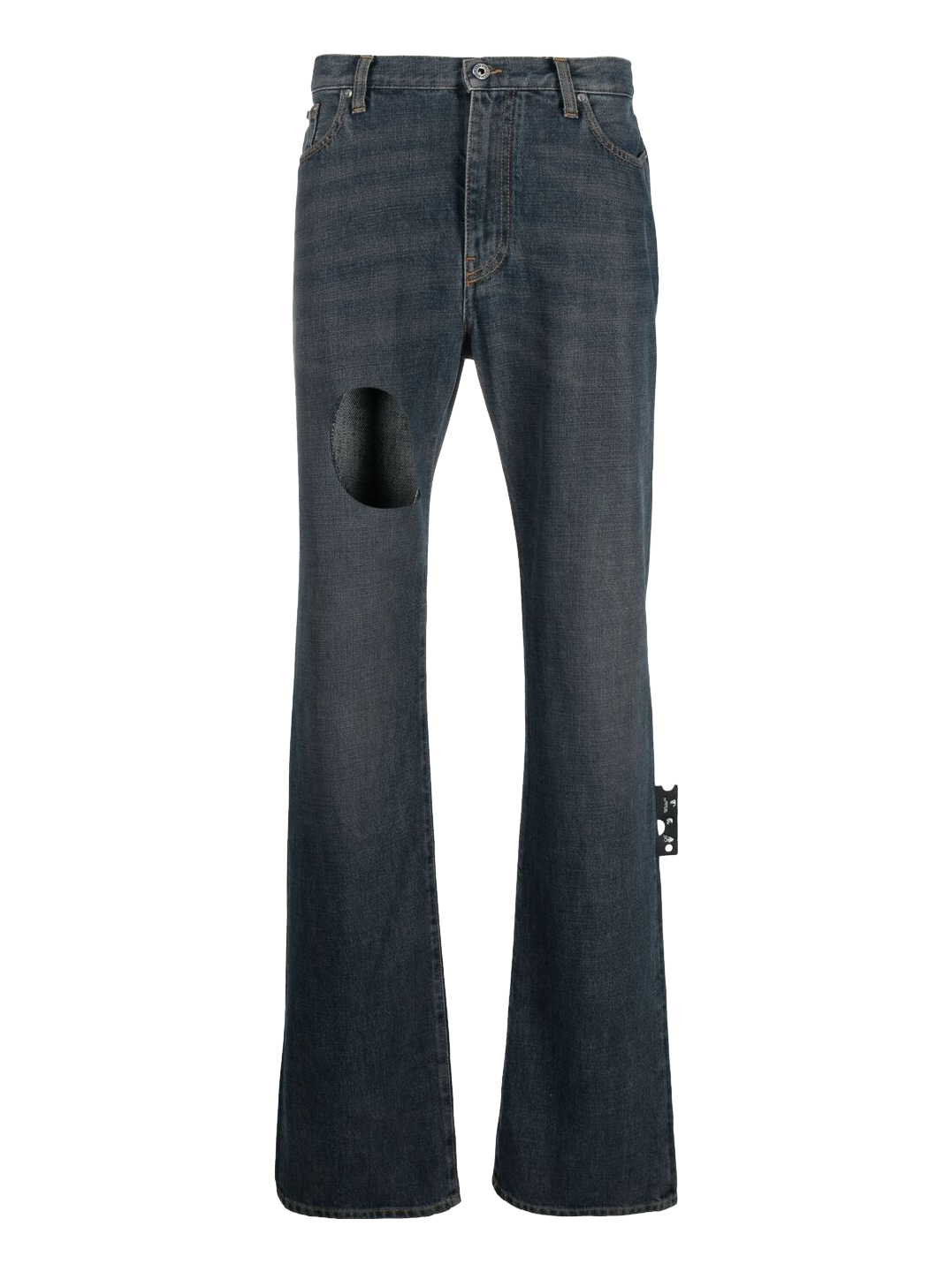 OFF-WHITE Off-White Distressed Straight Leg Jeans