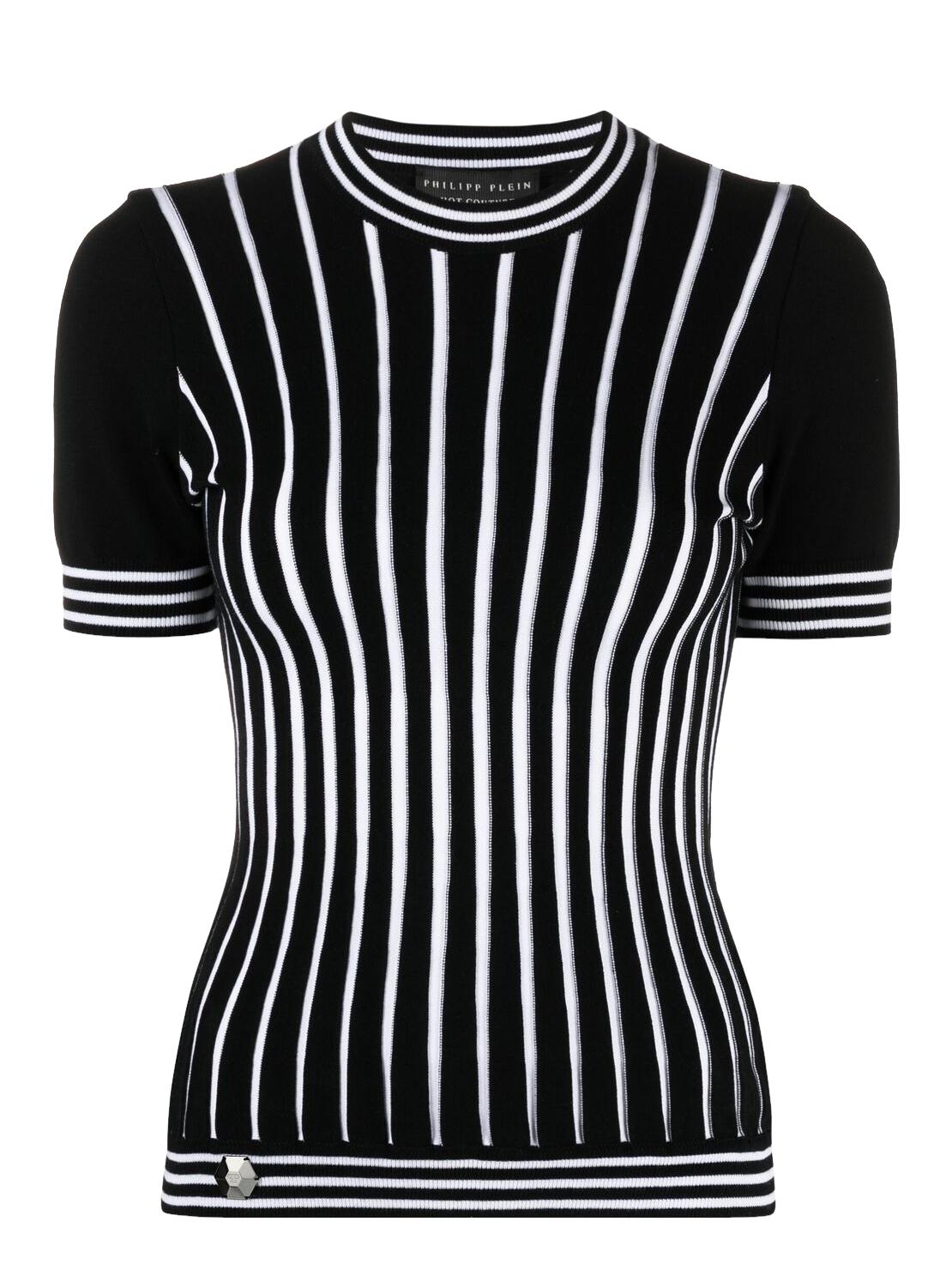 PHILIPP PLEIN Philipp Plein Intarsia Stripe Short Sleeve Jumper