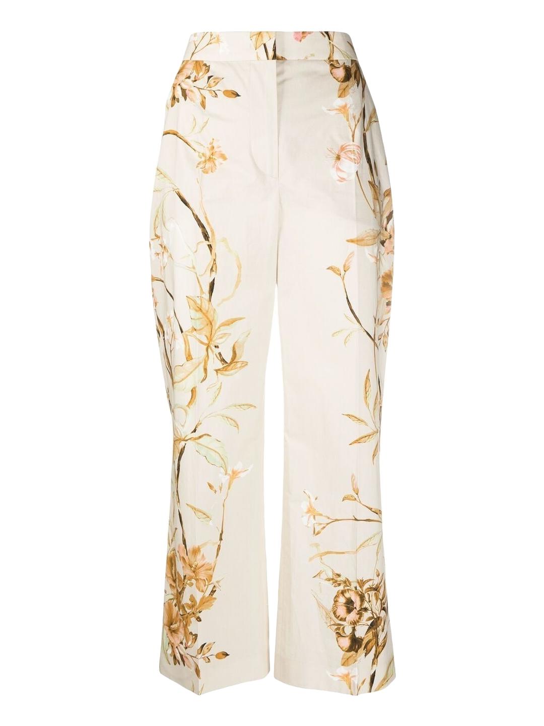 ALBERTA FERRETTI Alberta Ferretti High-Waisted Floral Print Cropped Trousers