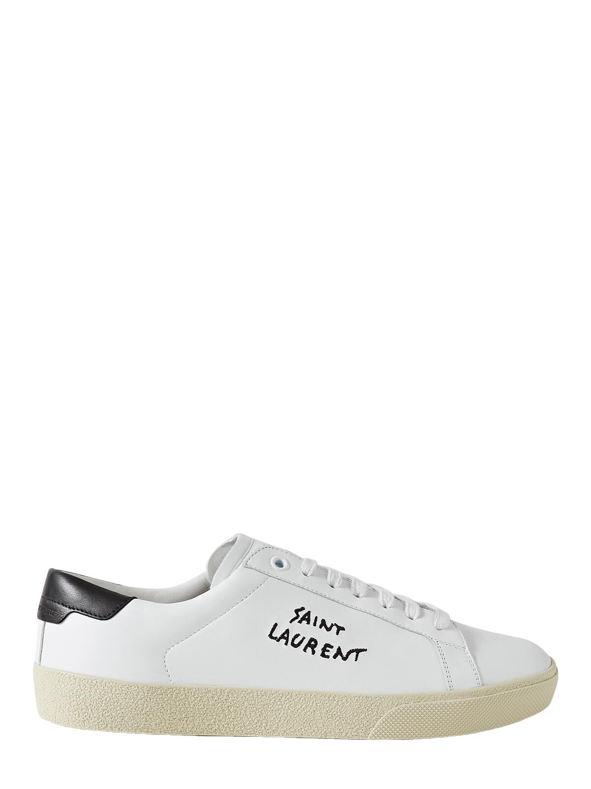 SAINT LAURENT Court Classic SL/06 Logo-Embroidered Leather Sneakers