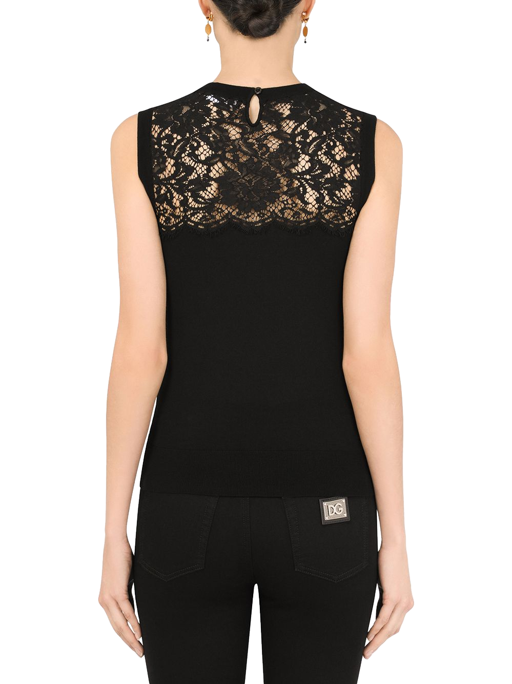 DOLCE & GABBANA Dolce & Gabbana lace-panel virgin wool blouse