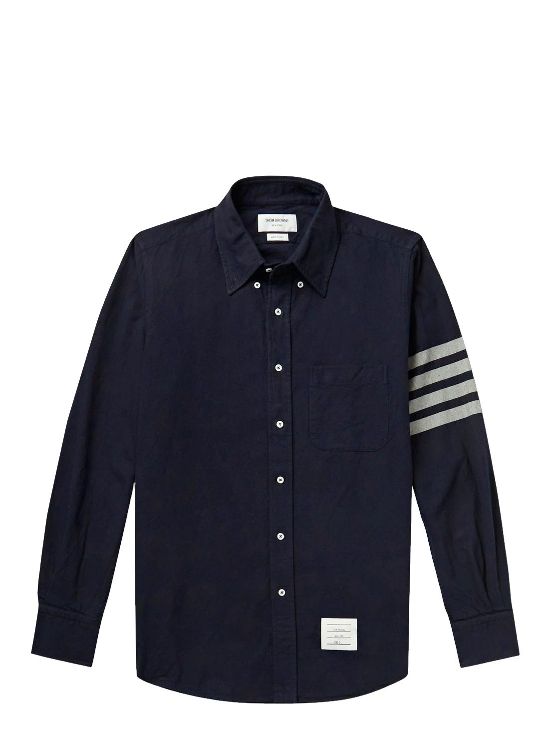 THOM BROWNE THOM BROWNE Striped Cotton-Flannel Shirt