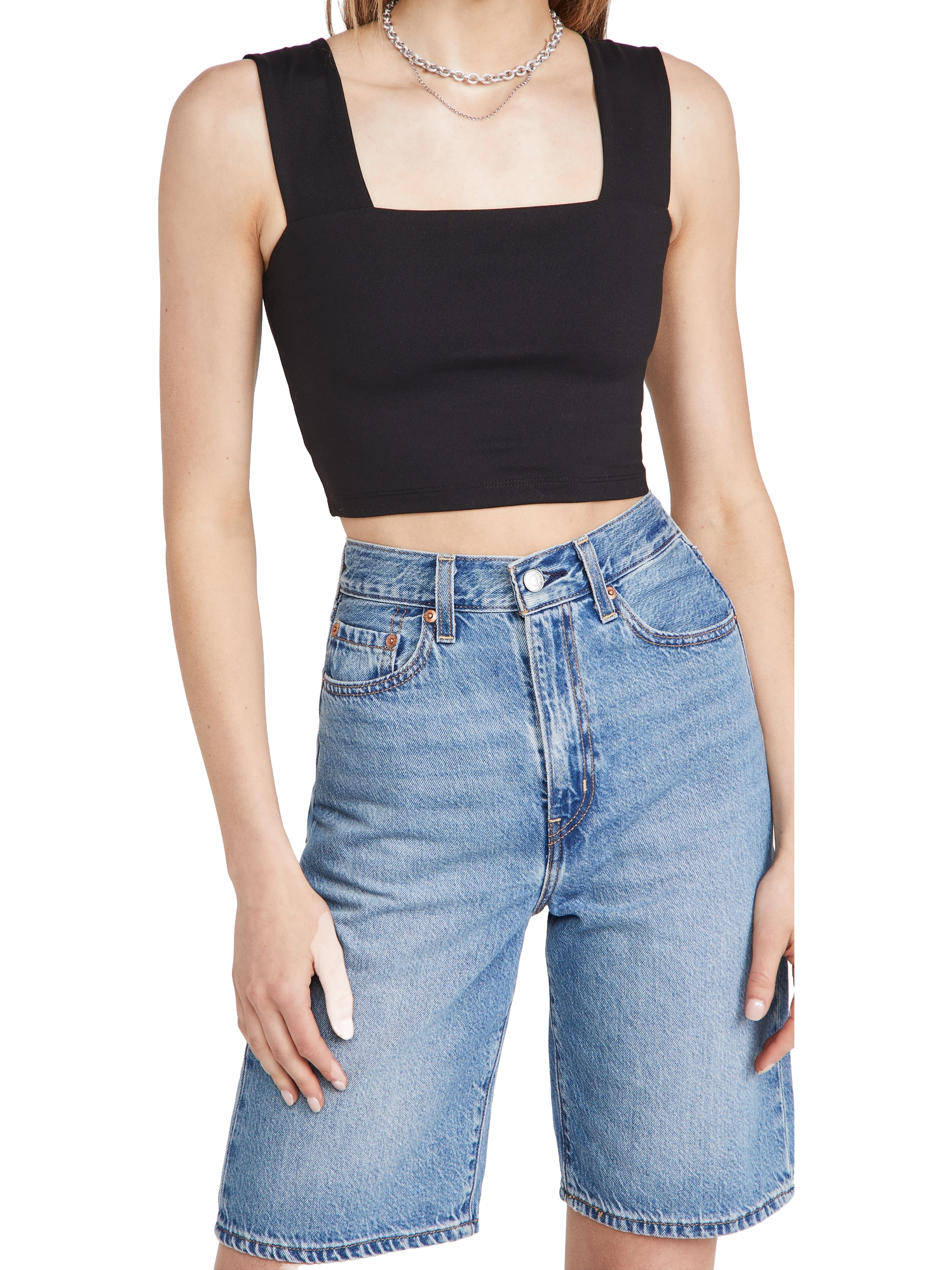 SUSANA MONACO Susana Monaco Wide Strap Square Neck Crop Top