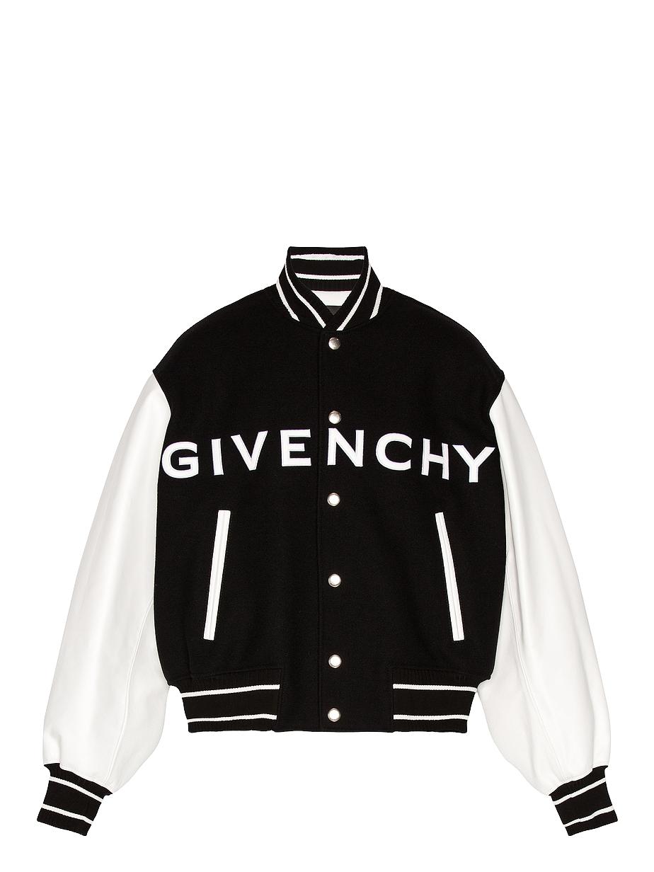 Givenchy Wool And Leather Varsity Jacket - Black - 55% Off