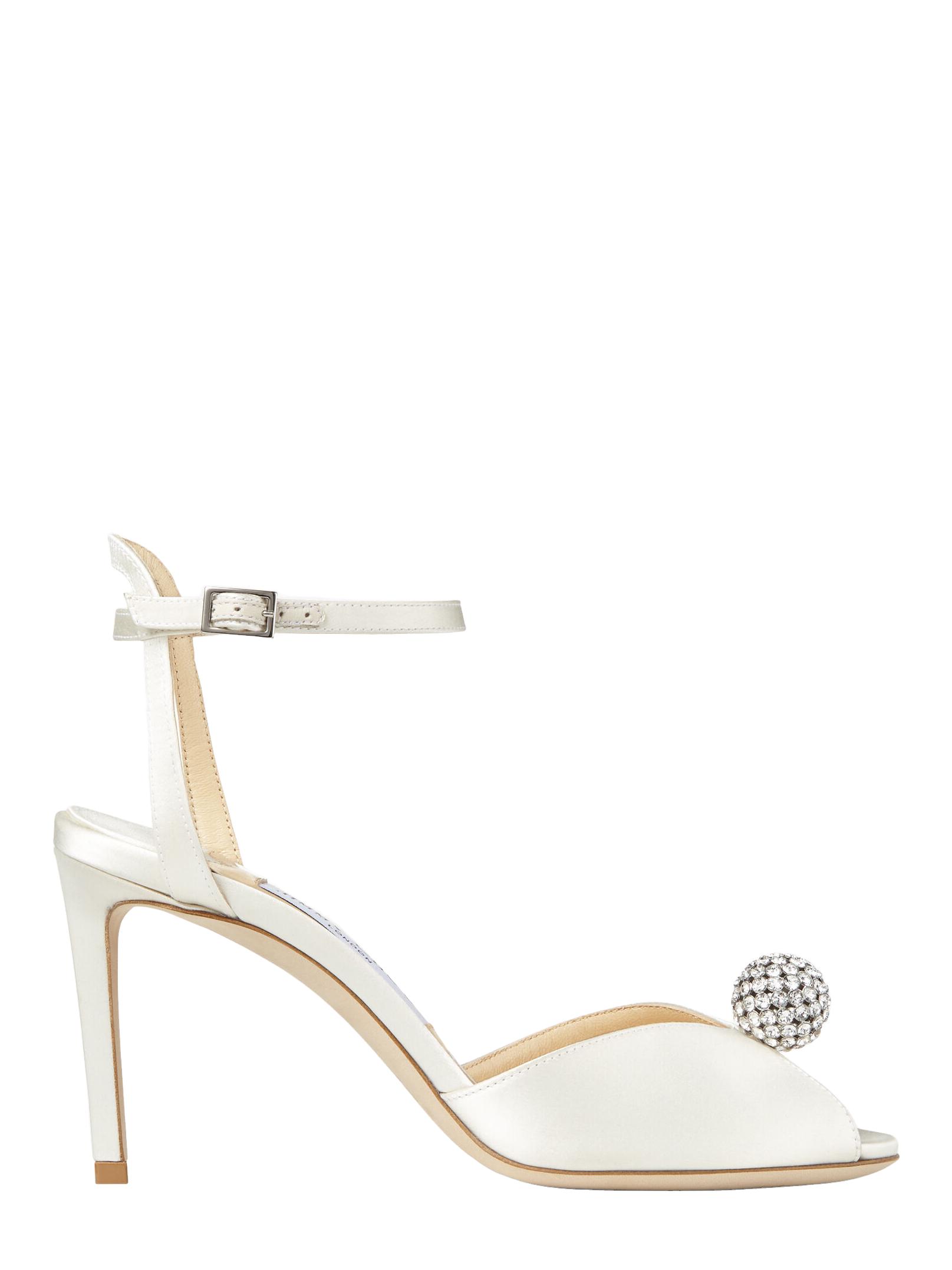 JIMMY CHOO Sacora Crystal Sphere-Embellished Satin Sandals