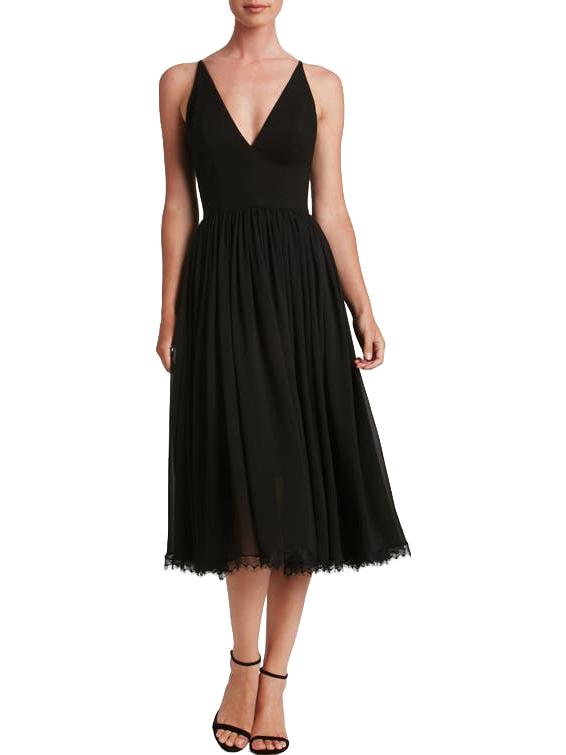 DRESS THE POPULATION Dress the Population alicia mixed media midi dress