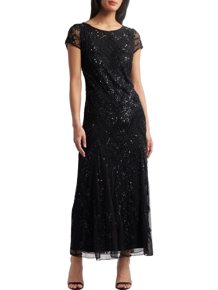 PISARRO NIGHTS Pisarro Nights Beaded Tulle Midi Dress