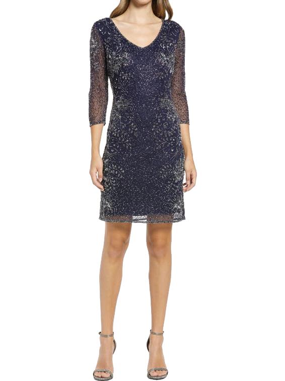PISARRO NIGHTS Pisarro Nights Beaded V-Neck Cocktail Dress