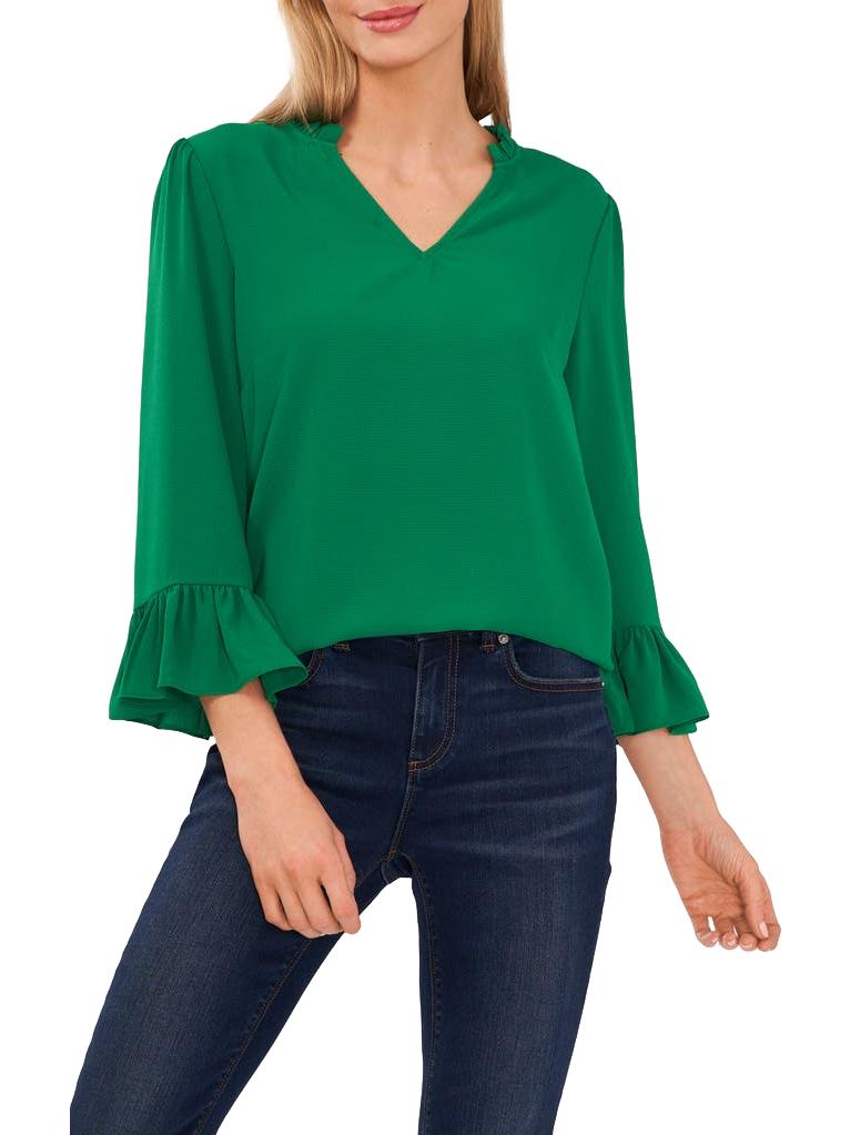 CECE DUPRAZ CeCe Ruffle Cuff Crepe Top