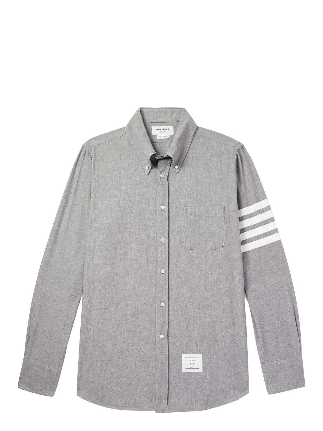 THOM BROWNE Thom Browne Striped Cotton-Chambray Button-Down Collar Shirt