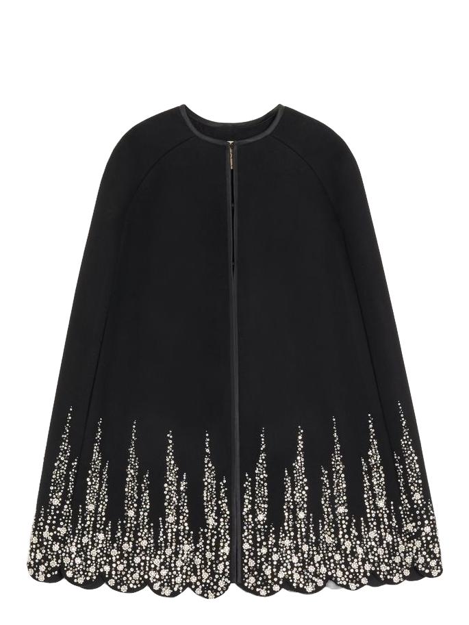 VALENTINO Valentino Embroidered Compact Drap Cape