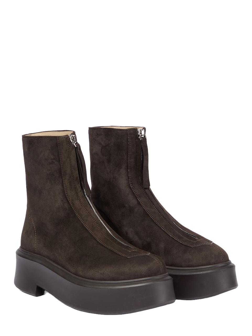 THE ROW The Row Zipped Suede Ankle Boots