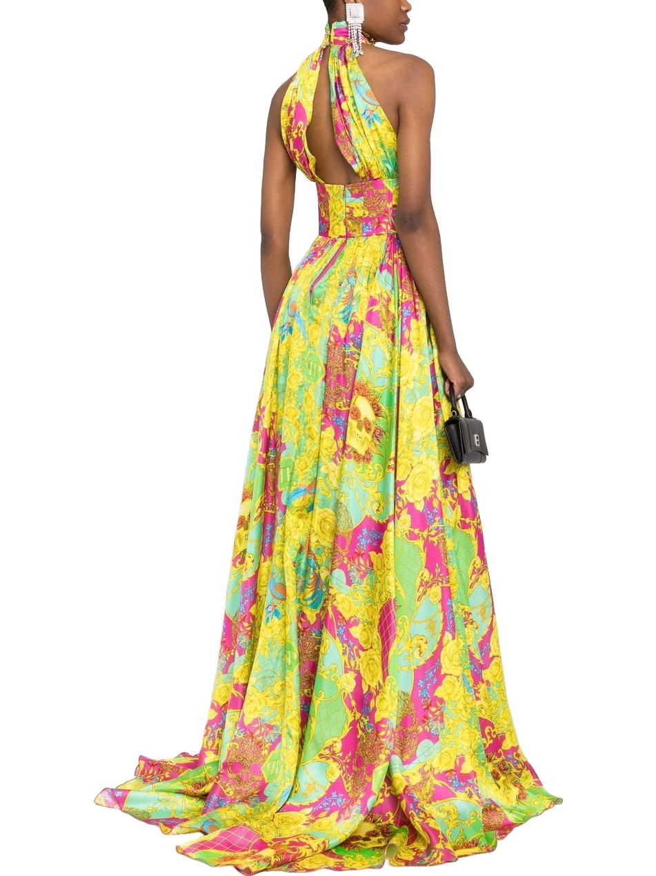 PHILIPP PLEIN Baroque-Print Silk Maxi Dress