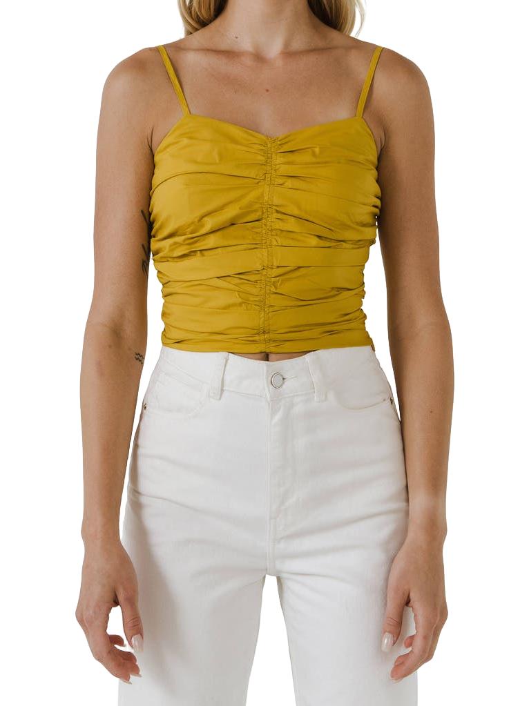 ENDLESS ROSE Endless Rose Shirred Cotton Tank Top