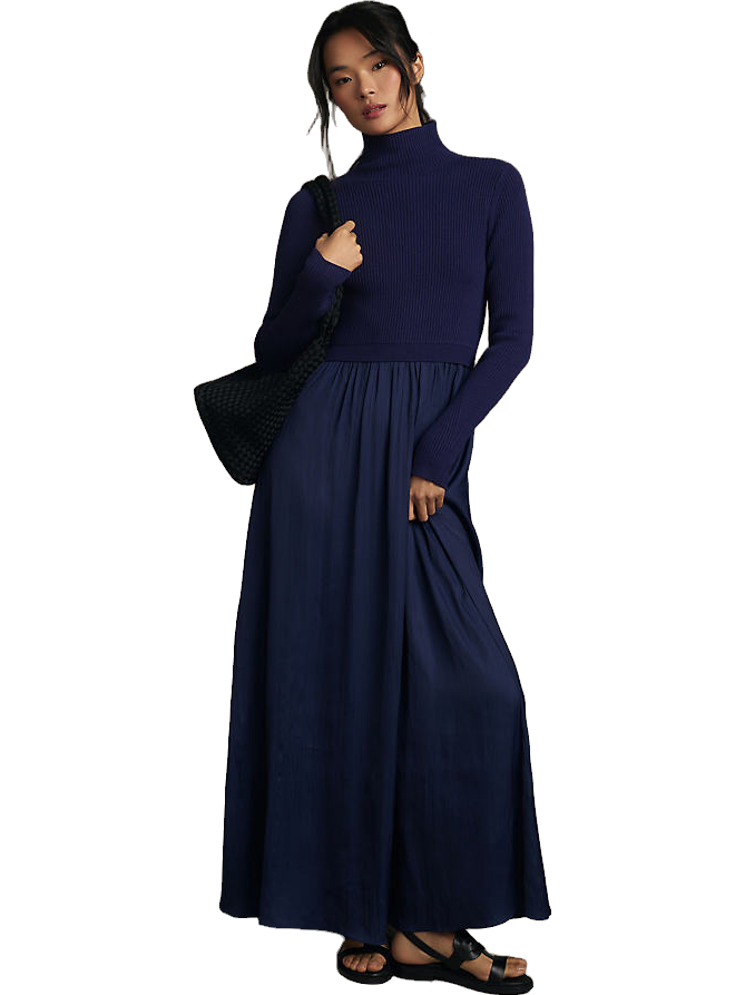 old navy women's fit & flare linen-blend midi dress Lina Two Piece Dress Set in Dusty Blue main image 0