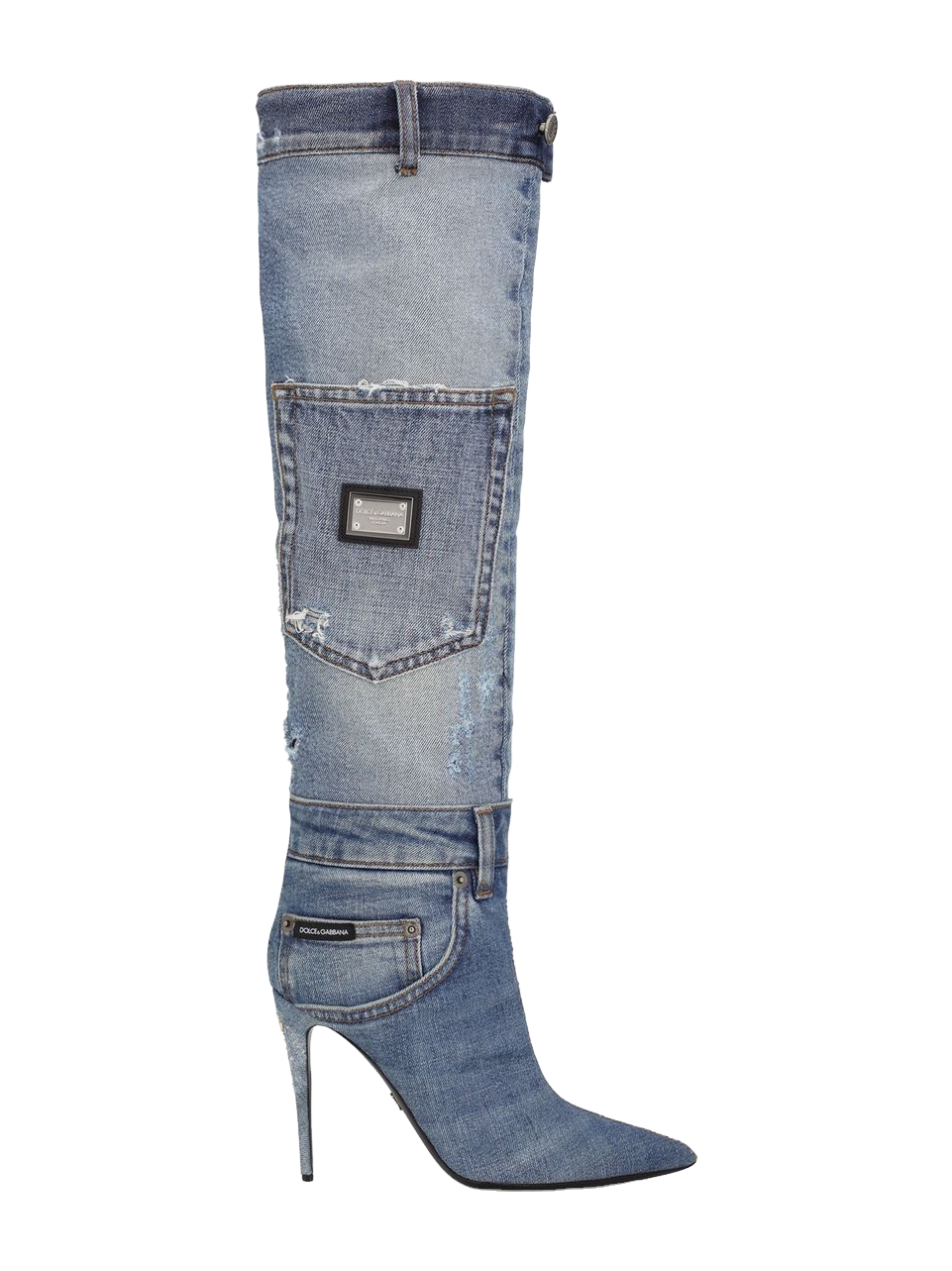 DOLCE & GABBANA Dolce & Gabbana Patchwork Denim High Heel Boots