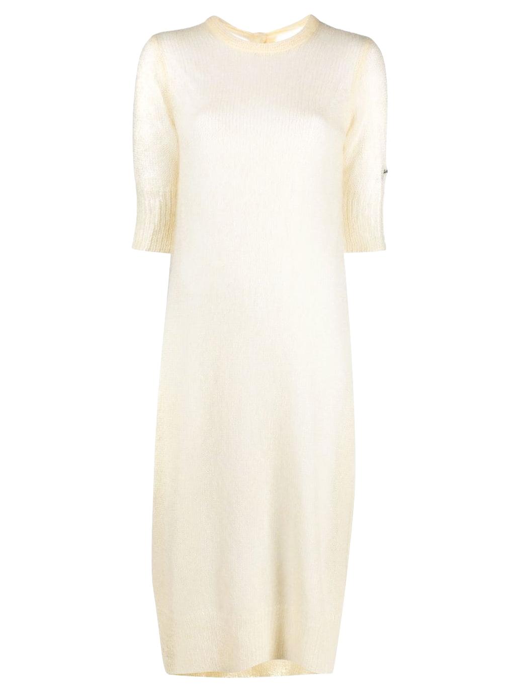 GANNI Embroidered-Logo Detail Midi Dress