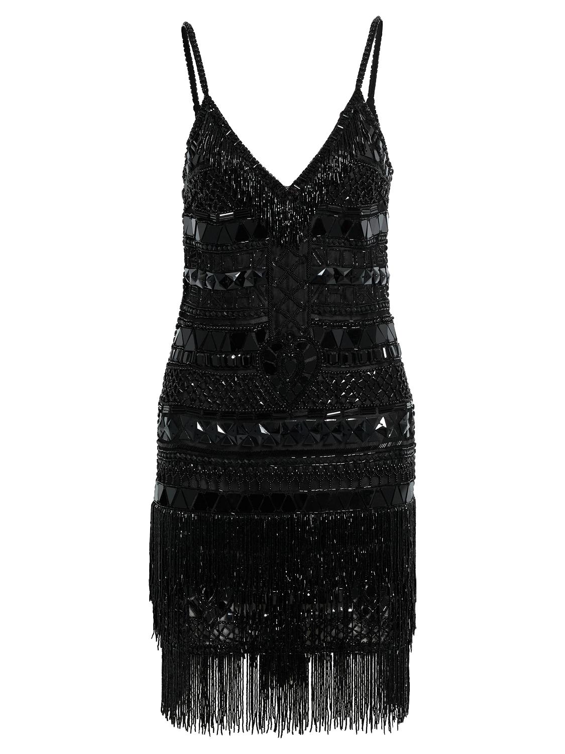 watters prancer tie-strap beaded tulle mini dress Green Beaded Mesh Long Dress main image 1