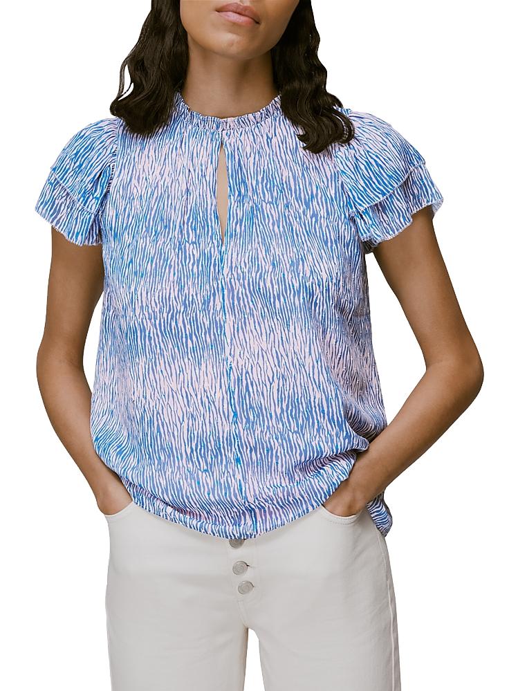 WHISTLES Woodland Animal Print Blouse