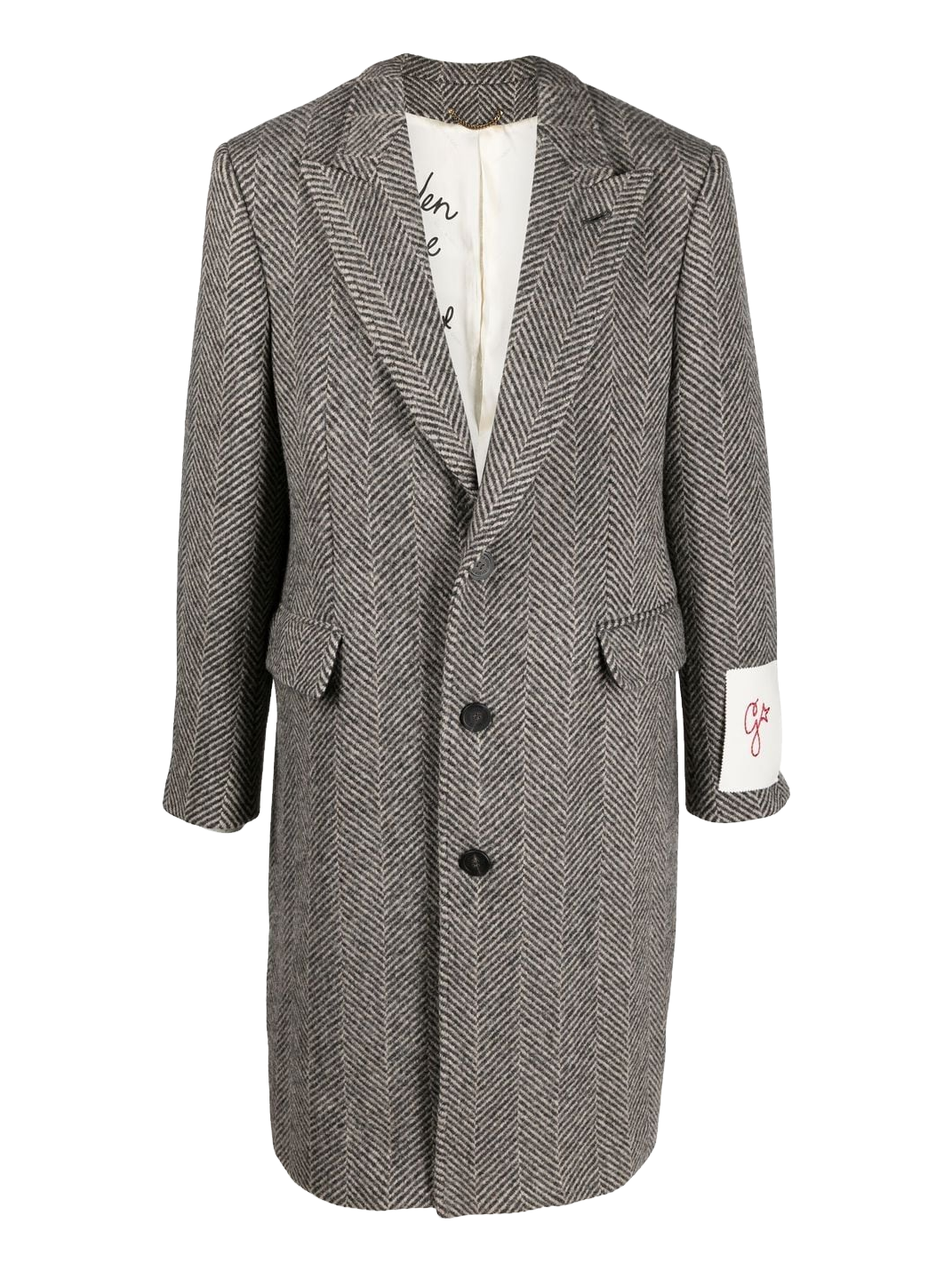 GOLDEN GOOSE Logo-Patch Single-Breasted Coat