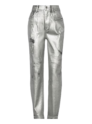 DOLCE & GABBANA DOLCE & GABBANA Silver Coated Denim High Waisted Tapered Leg Jeans