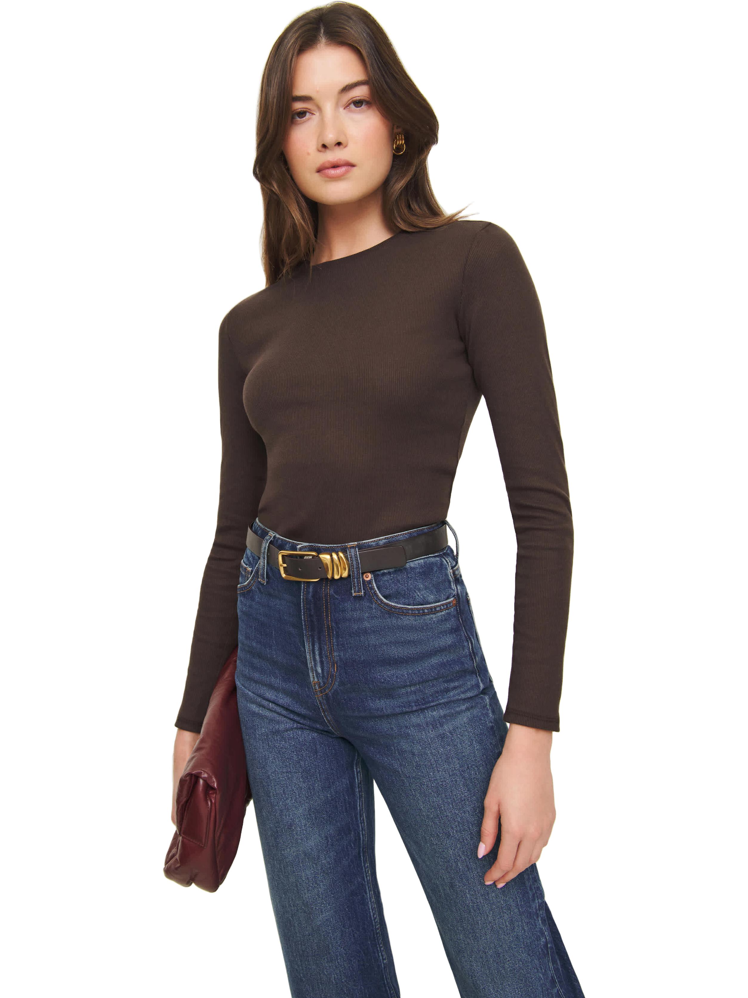 REFORMATION Davy Long Sleeve Crewneck T-Shirt