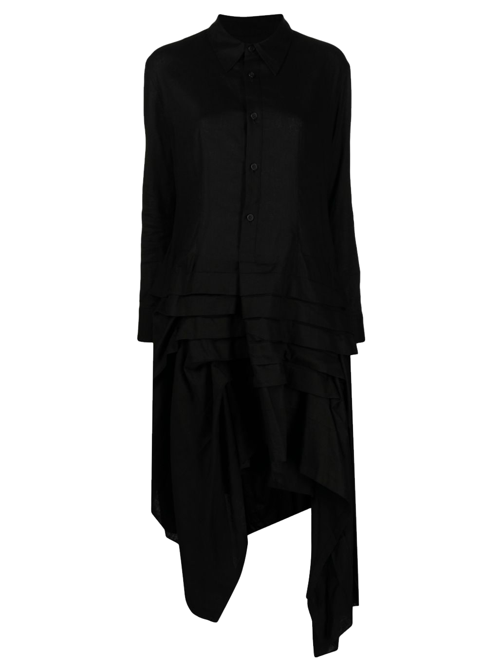 YOHJI YAMAMOTO Yohji Yamamoto Asymmetric Ruffled Shirtdress