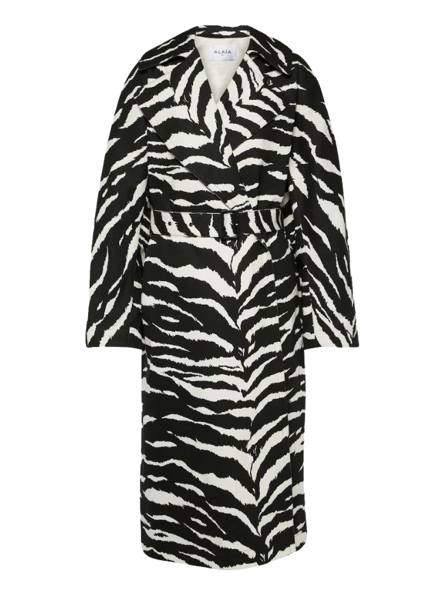 ALAÏA Alaïa Zebra-Print Denim Trench Coat