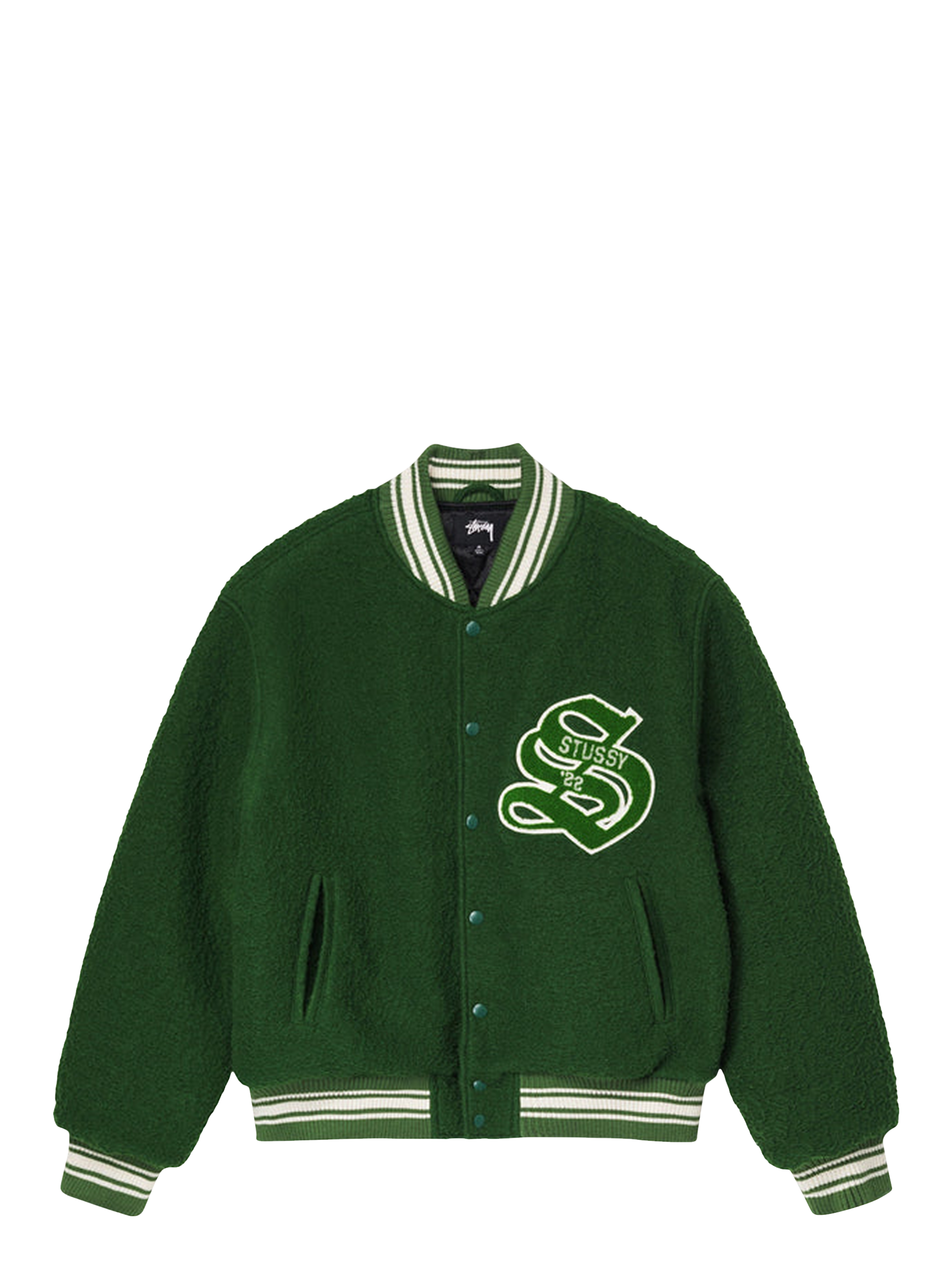 StüSsy Casentino Wool Varsity Jacket - Green | Editorialist