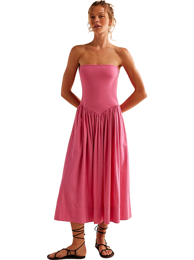 Free People Onda Drop-Waist Tube Midi Dress - Key Lime Pie | Editorialist Free People Onda Drop-Waist Tube Midi Dress - Key Lime Pie | Editorialist