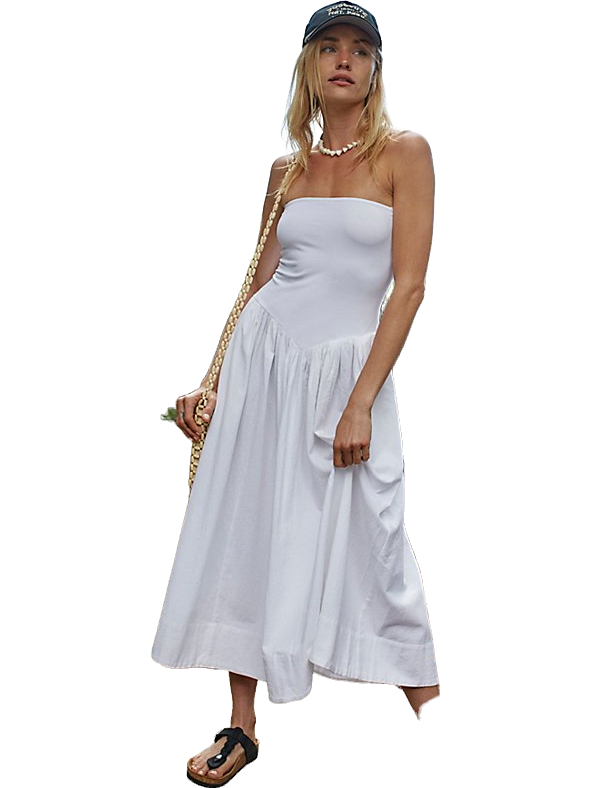 sachin and babi light blue dress Free People Onda Drop-Waist Tube Midi Dress - Key Lime Pie