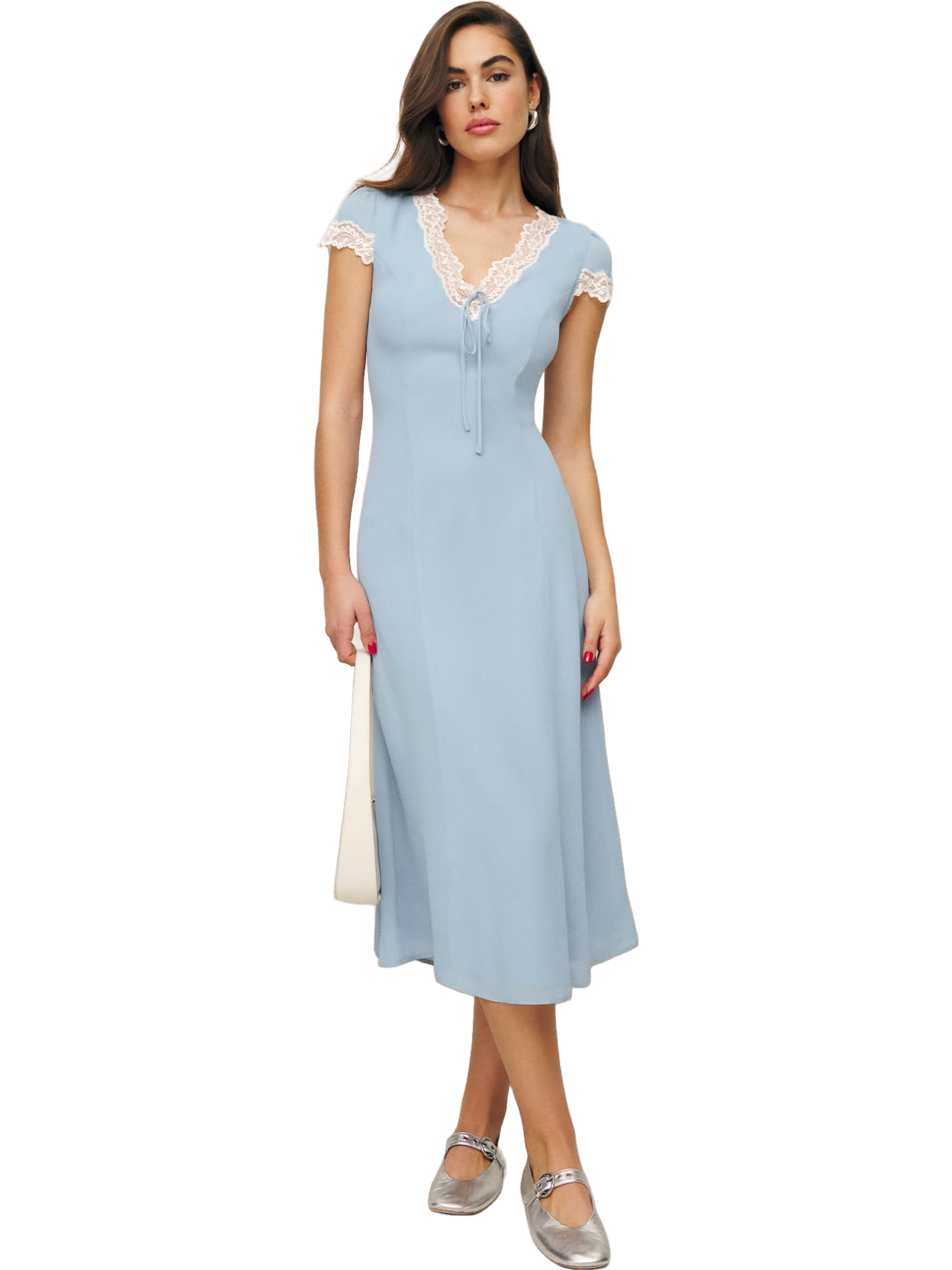 knee length dresses for ladies Falling Petals Floral Applique Midi Dress – VICI main image 1