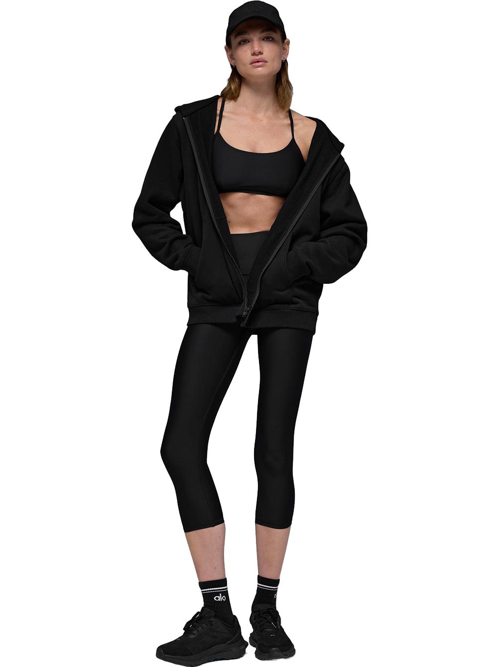 Alo Yoga Renown Heavy Weight Full Zip Hoodie - Black - 30% Off