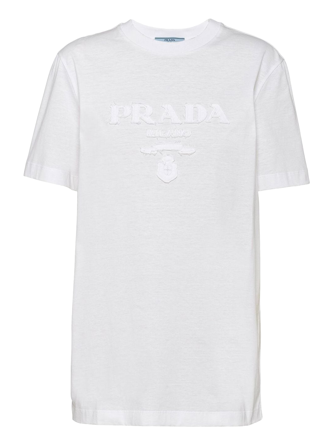 Prada Embroidered Jersey T-Shirt - White | Editorialist