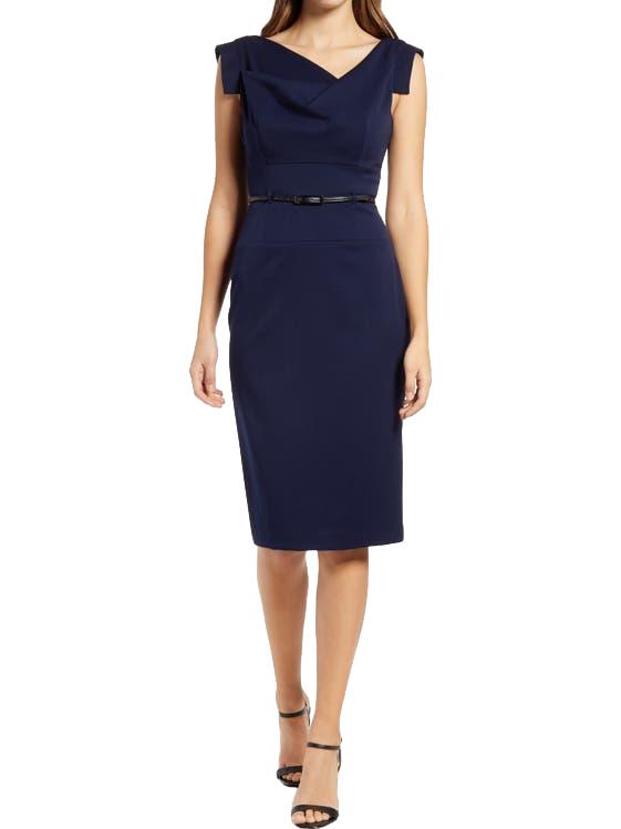 BLACK HALO Black Halo jackie belted stretch gabardine sheath dress