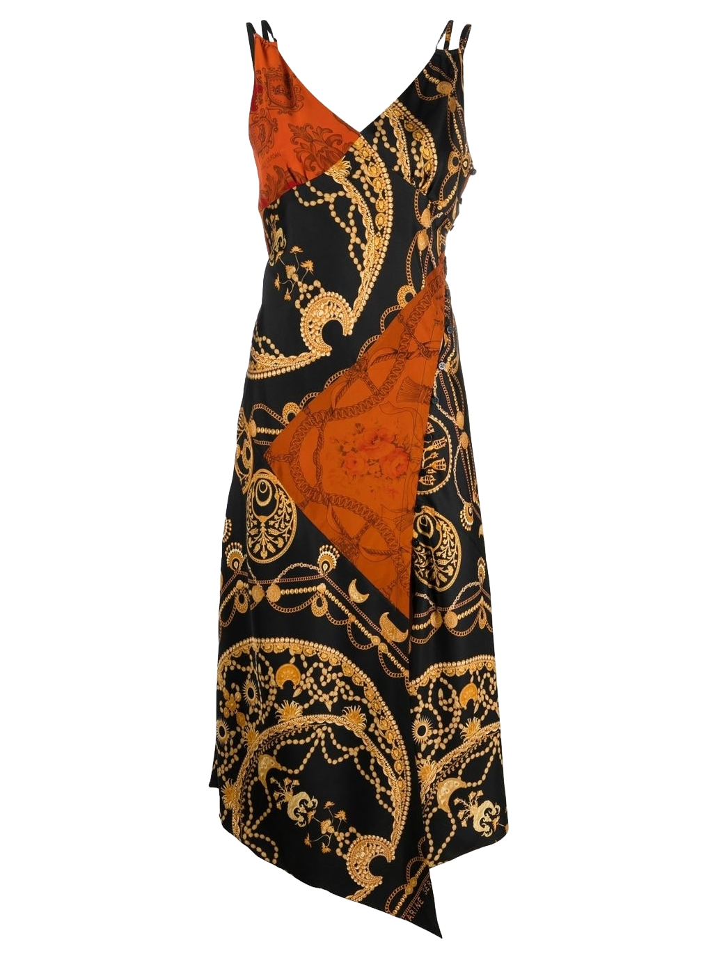 MARINE SERRE Marine Serre Graphic Print Silk Slip Dress