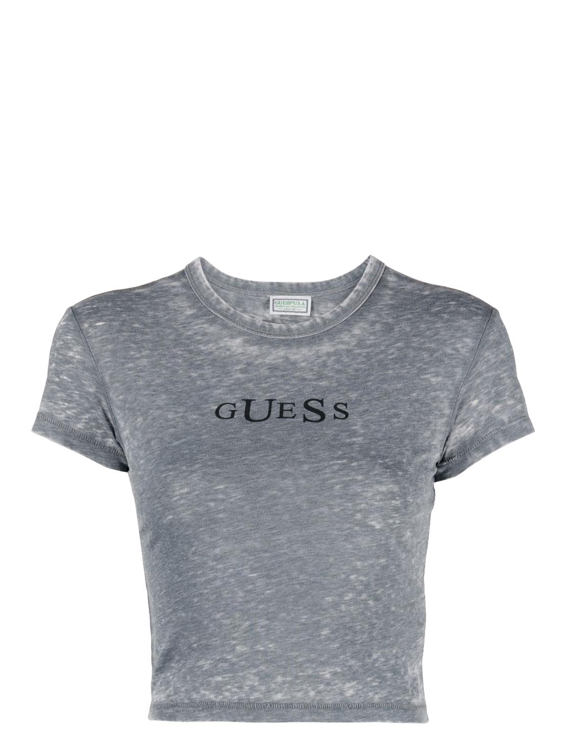 GUESS Logo-Print Cropped T-Shirt