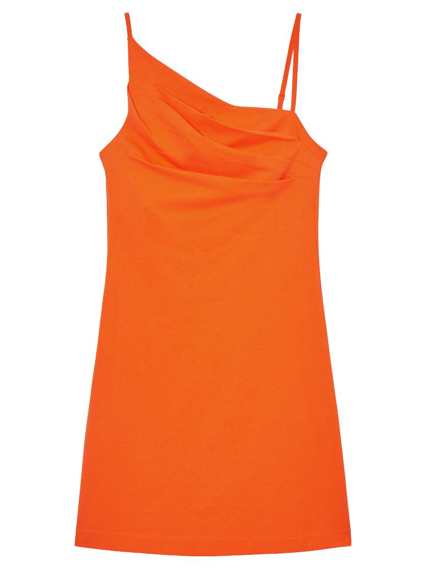 Cos Asymmetric Draped Mini Dress In Orange - 70% Off | Editorialist