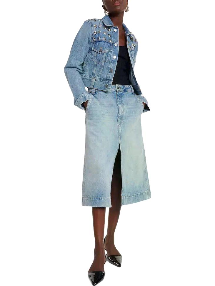 KHAITE Khaite Charlene Denim Midi Skirt