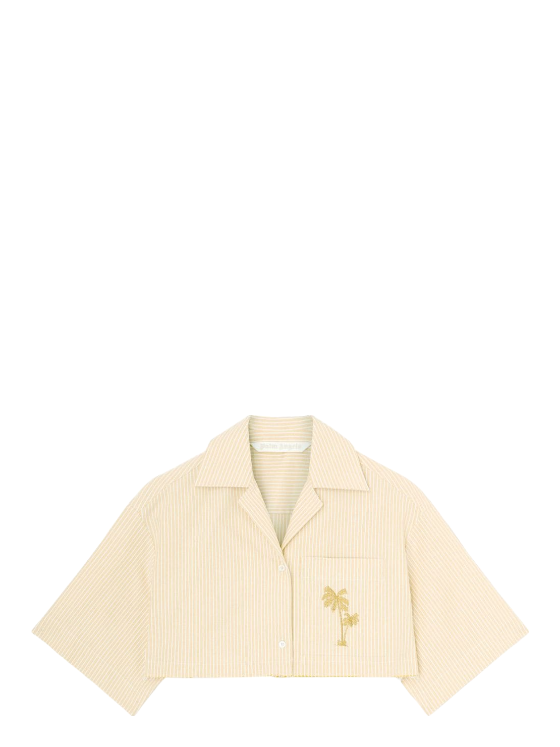 PALM ANGELS Palm Angels Striped Cropped Cotton Shirt