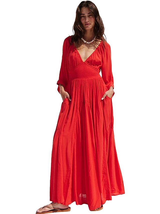 Free People Falling Petals Velvet Maxi Dress - Sweet Combo | Editorialist