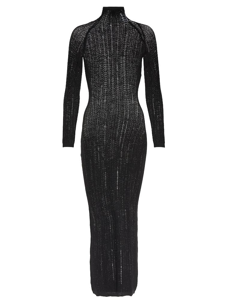 ALAÏA Alaïa Distressed Wool-Blend Midi Dress