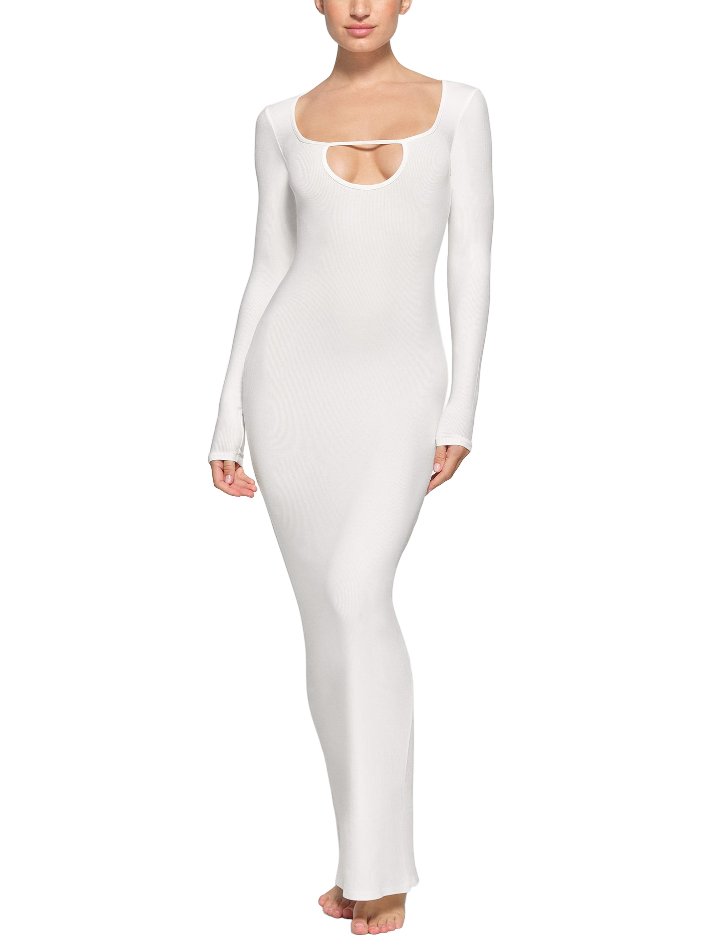 Skims Soft Lounge Long Sleeve Keyhole Dress - Onyx | Editorialist