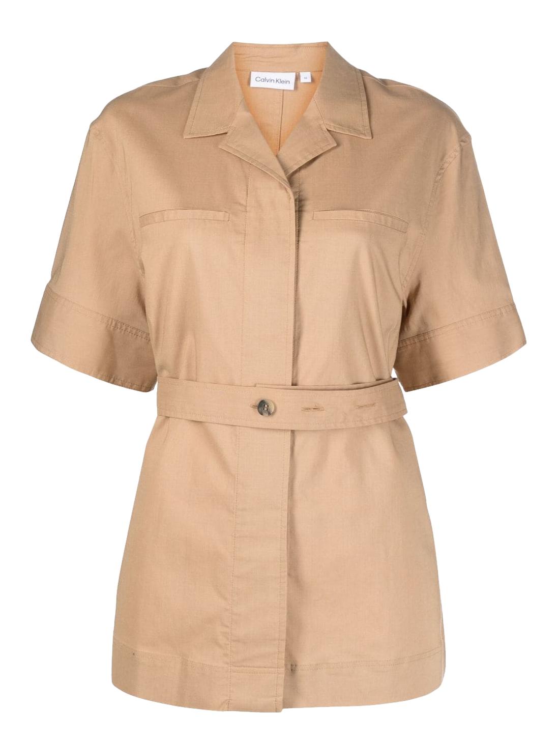 AMI Ami Paris Mini Shirt Dress with Lapel and Short Sleeves