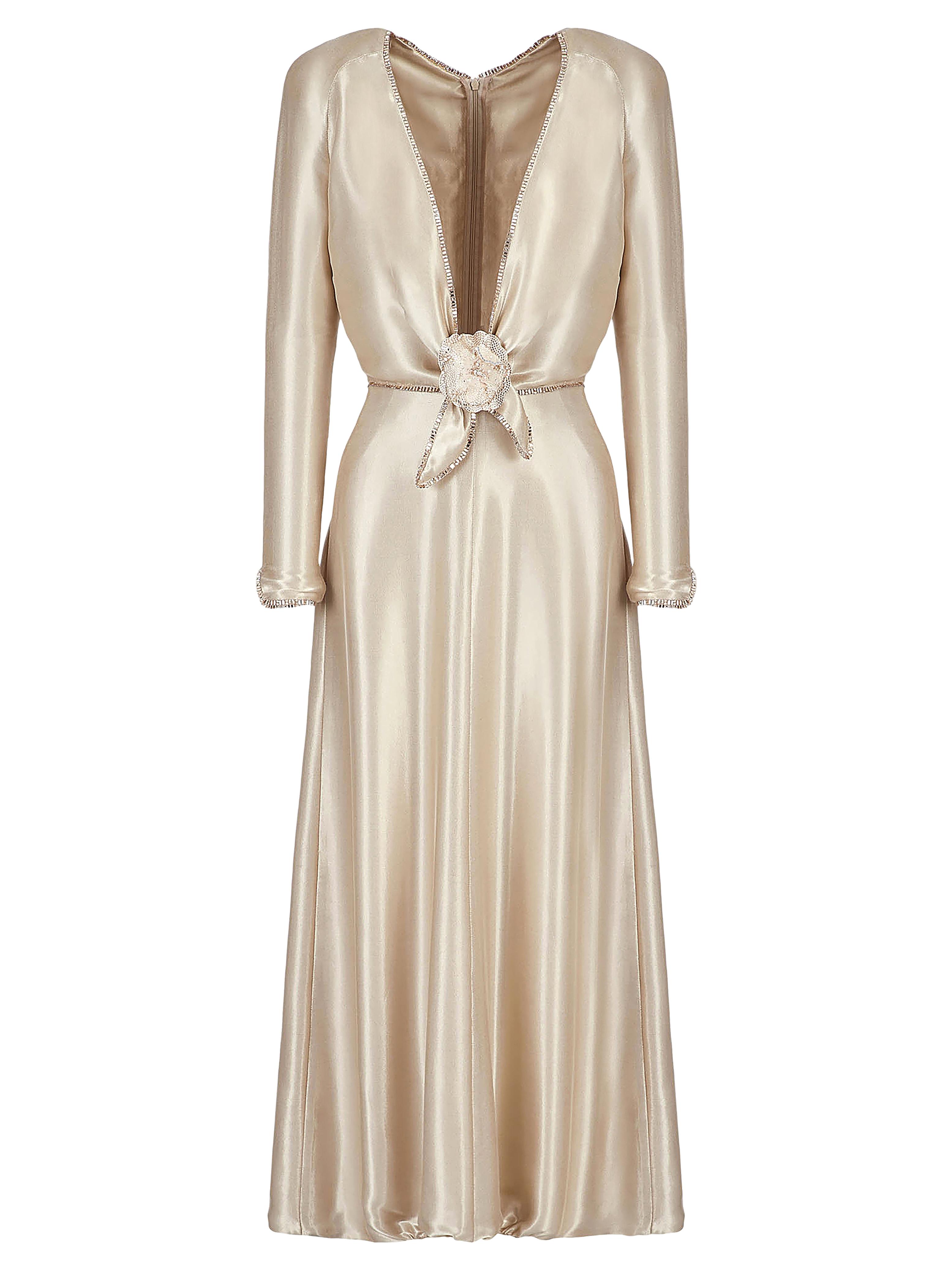 GIORGIO ARMANI Long Dress with Embroideries and Floral Embellishment