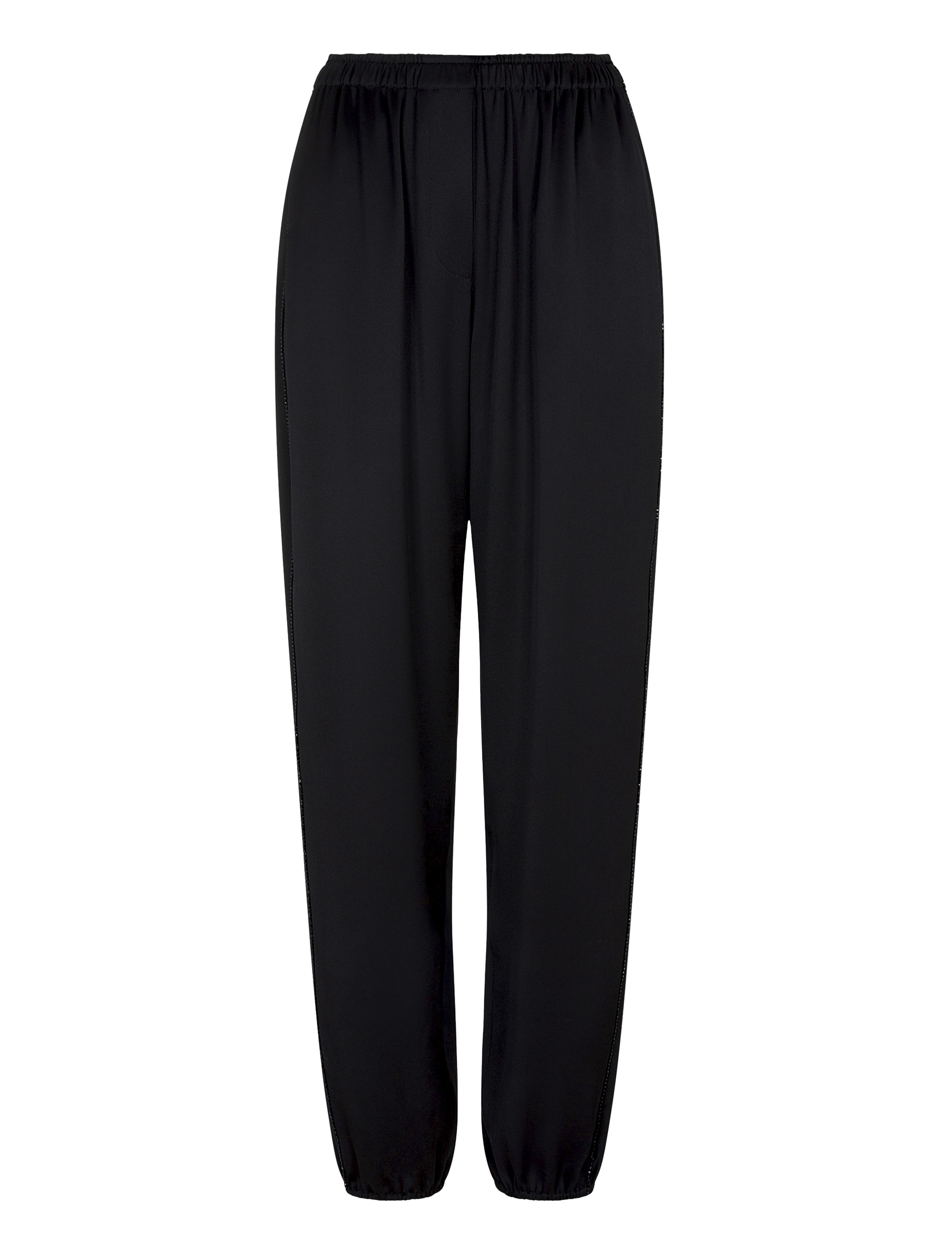 GIORGIO ARMANI Straight-Cut Silk Trousers with Crystal Piping
