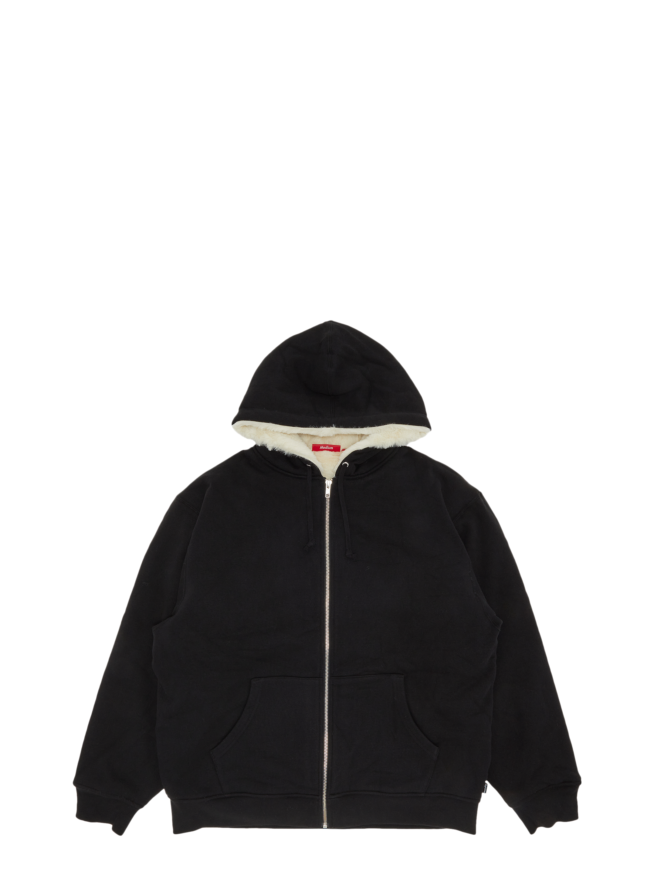 Supreme Faux Fur Lined Zip Up Hooded Sweatshirt - Black | Editorialist