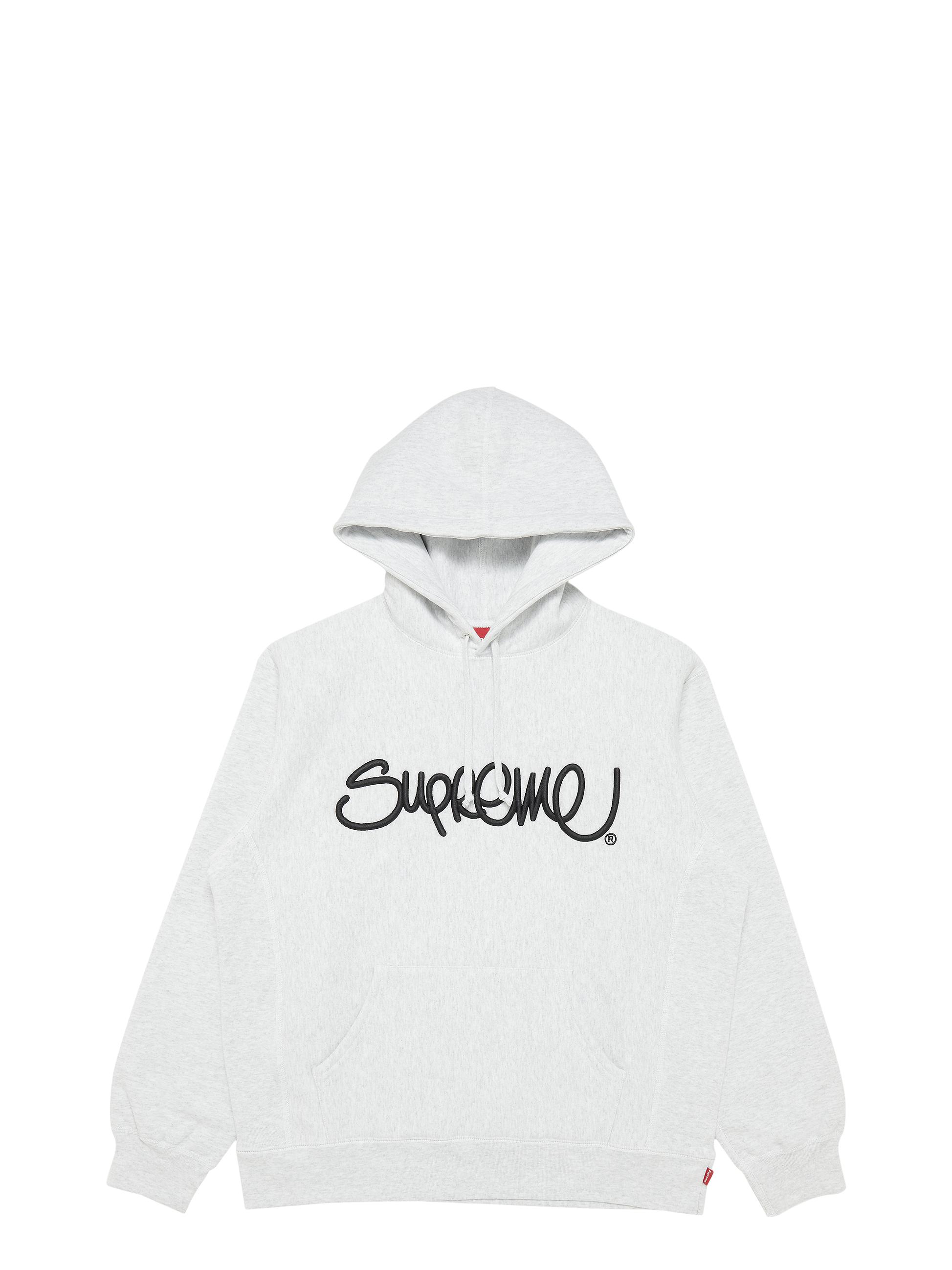 Supreme Raised Handstyle Hooded Sweatshirt - Grey | Editorialist