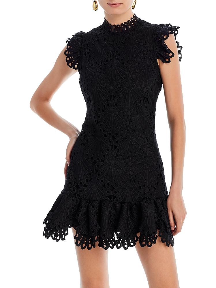 Aqua Mock Neck Lace Shift Dress Exclusive - White | Editorialist Aqua Mock Neck Lace Shift Dress Exclusive - White | Editorialist