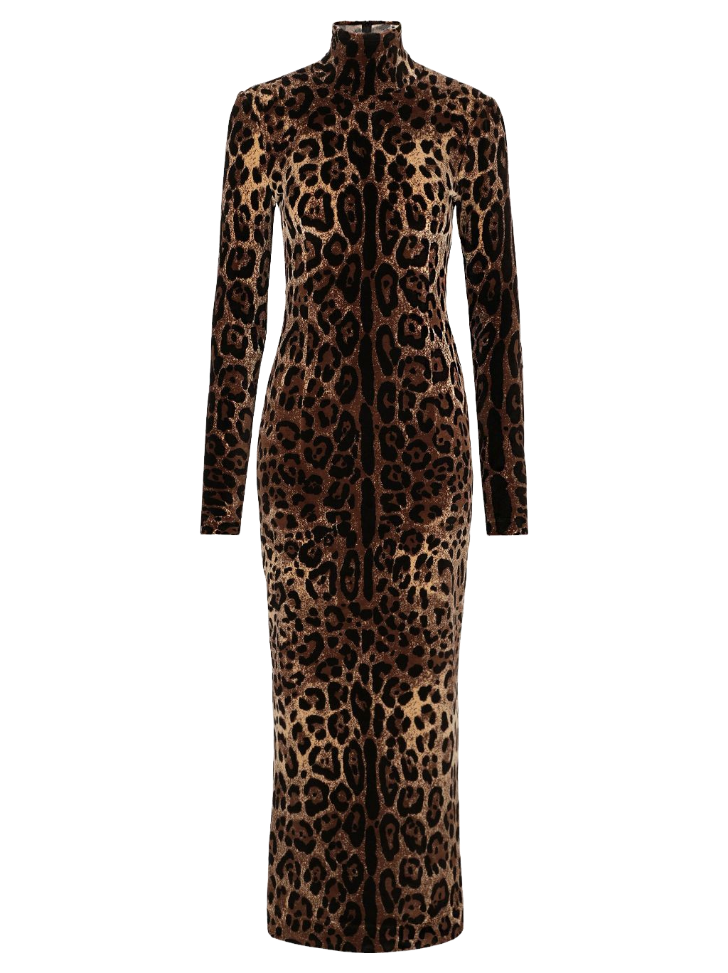 DOLCE & GABBANA Leopard-Print High-Neck Midi Dress